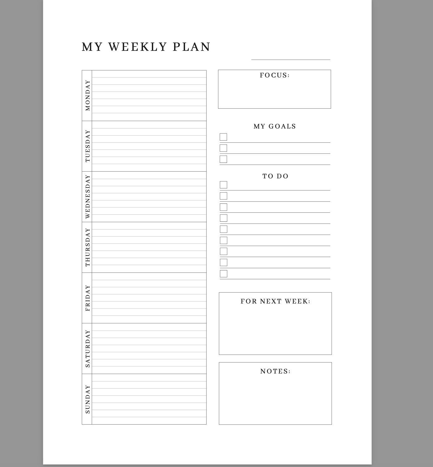 Printable Weekly Planner/digital Week Planner PDF & Template - Etsy