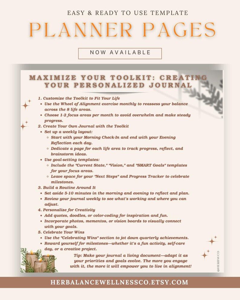 Wheel of Alignment Digital Planner | Goal Setting, Self-care ...