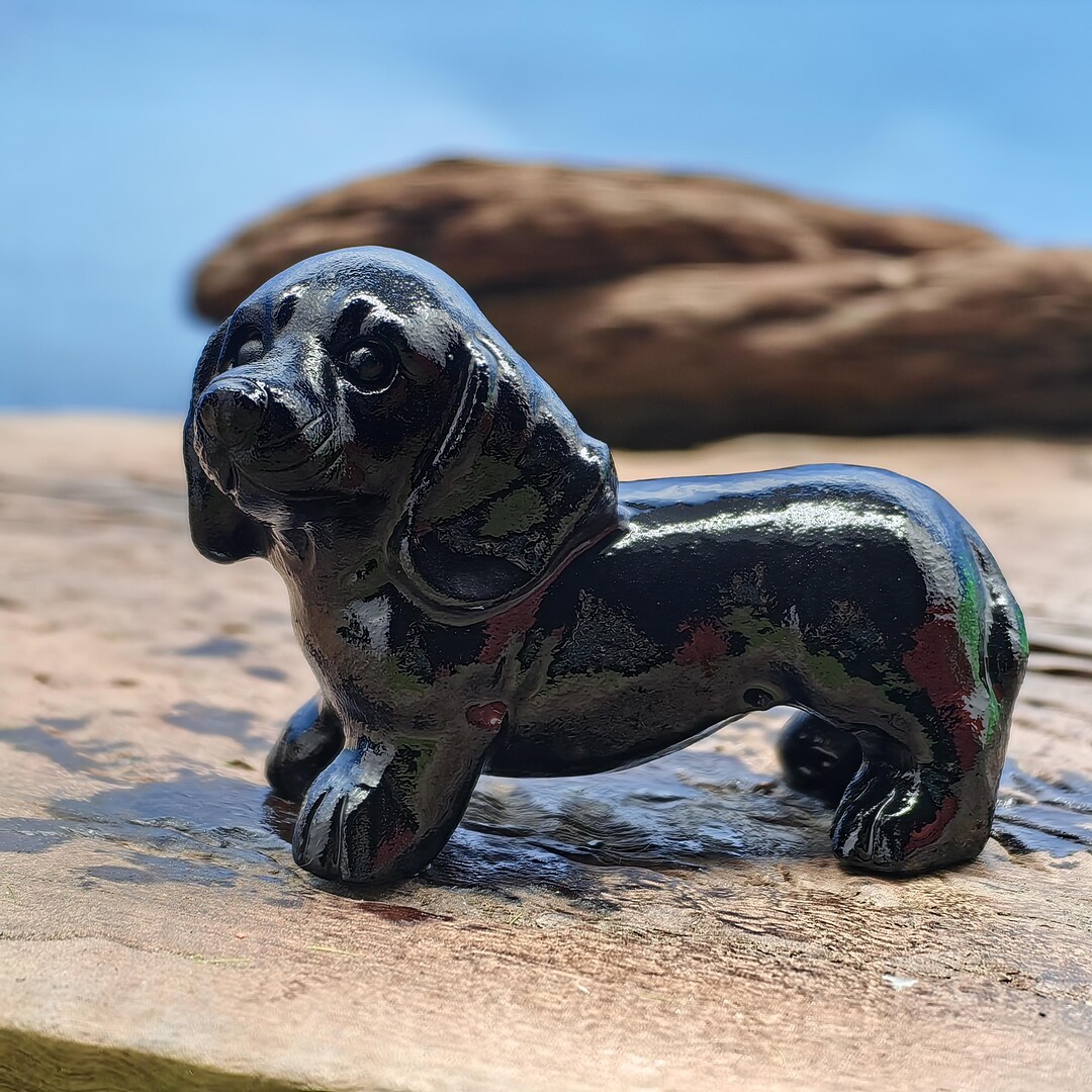2" Obsidian Dog Crystal Figurines Home Decor,hand-carved Healing ...