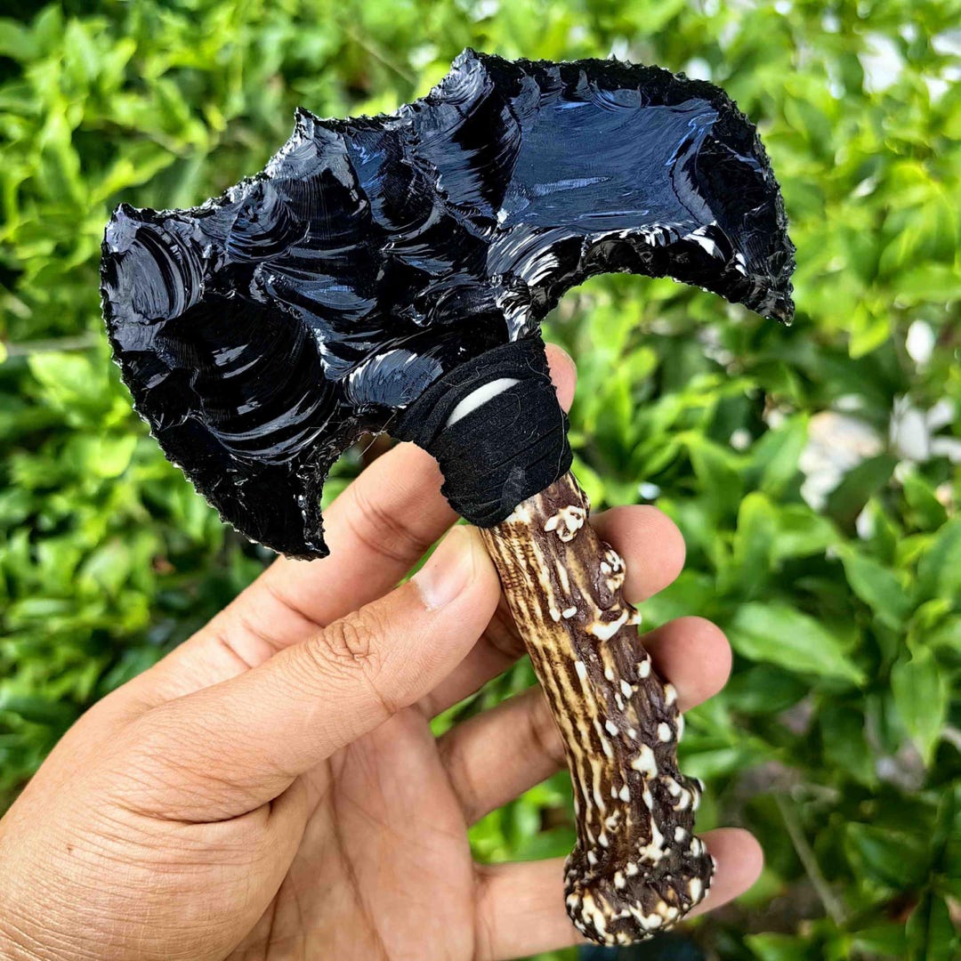 Obsidian Crystal Axe Healing Stones Chakra Stone Decor Natural Gemstone ...