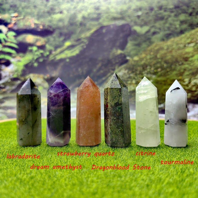 Natural Crystal Tower Point Wand Obelisk 6 Faceted Crystals Point ...