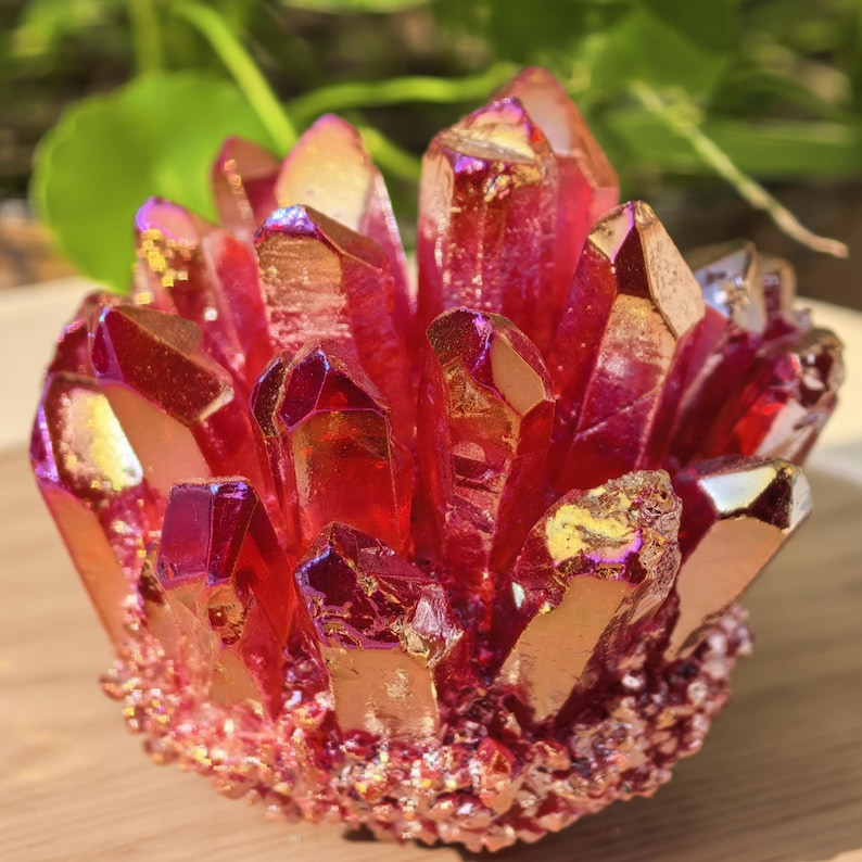 Natural Quartz Crystal Cluster Electroplate Red Quartz Crystal Cluster ...