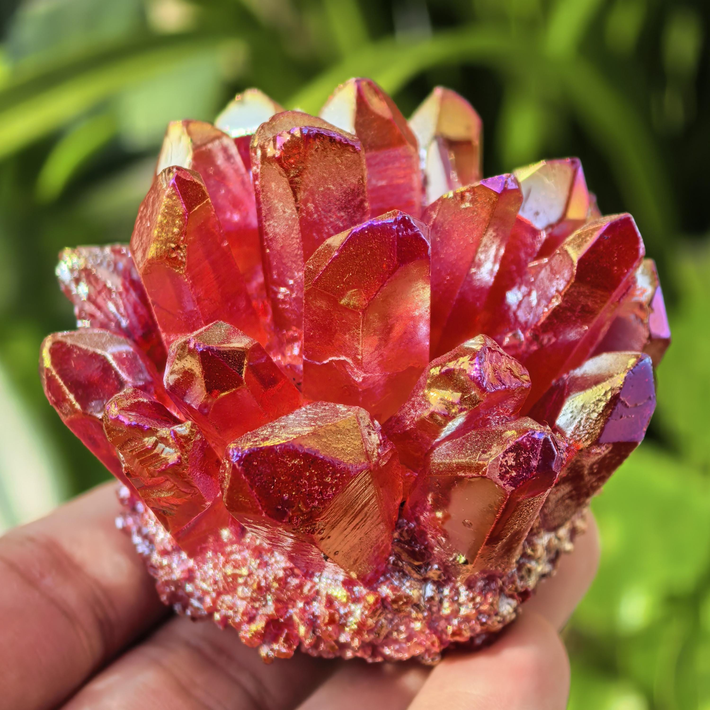 Natural Quartz Crystal Cluster Electroplate Red Quartz Crystal Cluster ...