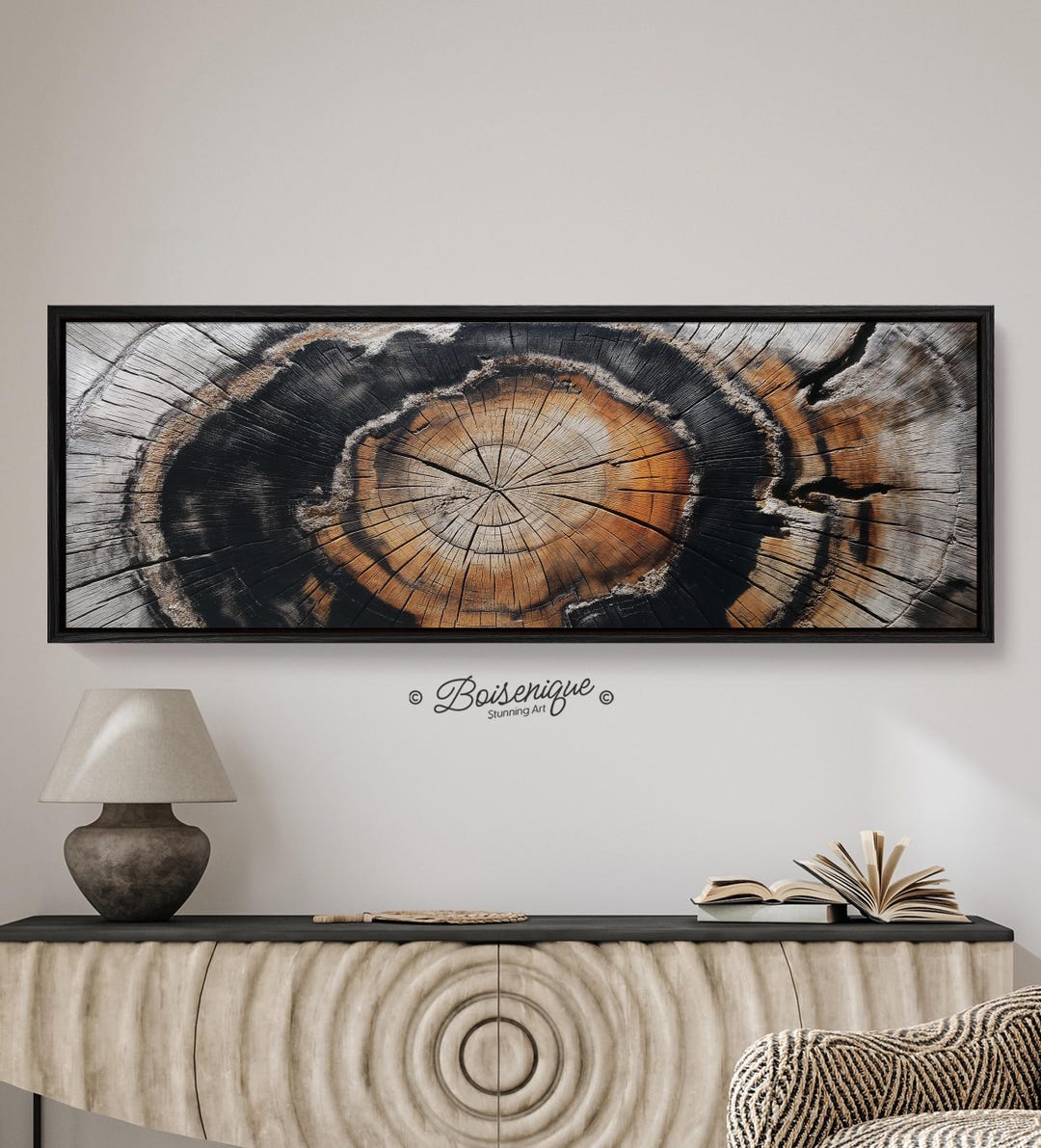 Panoramic Tree Ring Wall Art | Colorful Modern Tree Ring Canvas Print ...