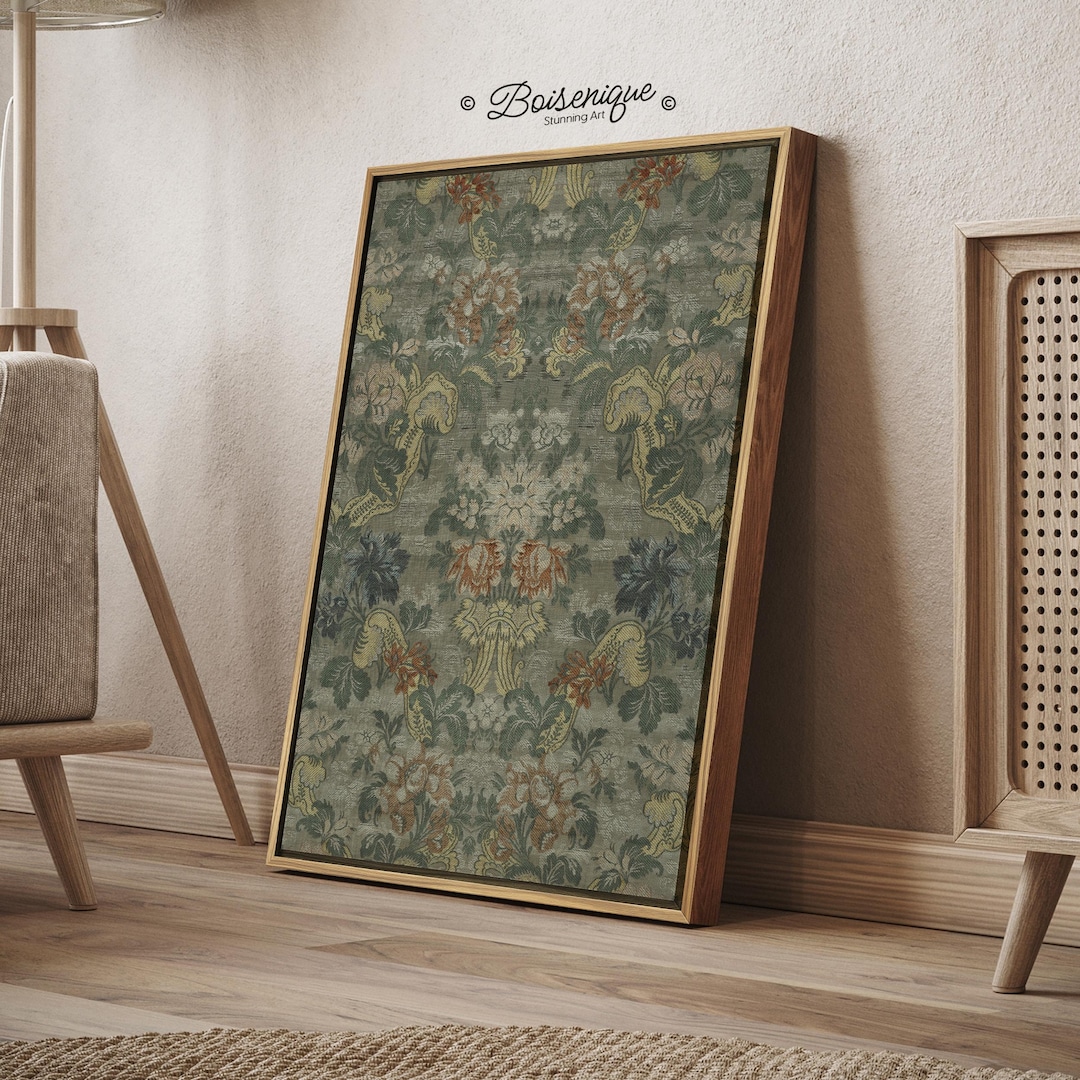 Vintage Floral Tapestry Print: Rustic French Country Canvas Art - Etsy