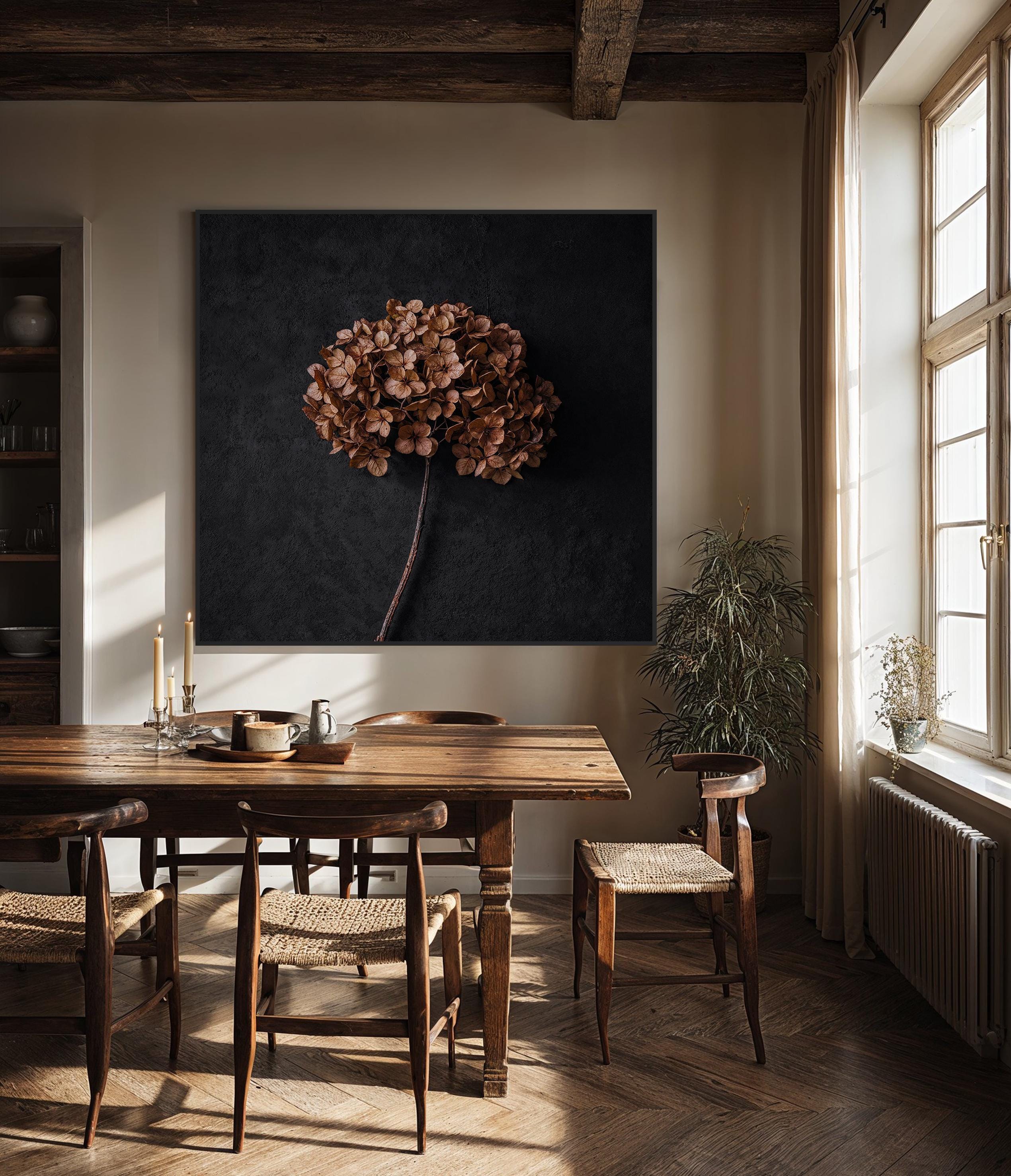 Extra Large Floral Wall Art: Black Aluminum Frame, Rustic Farmhouse ...