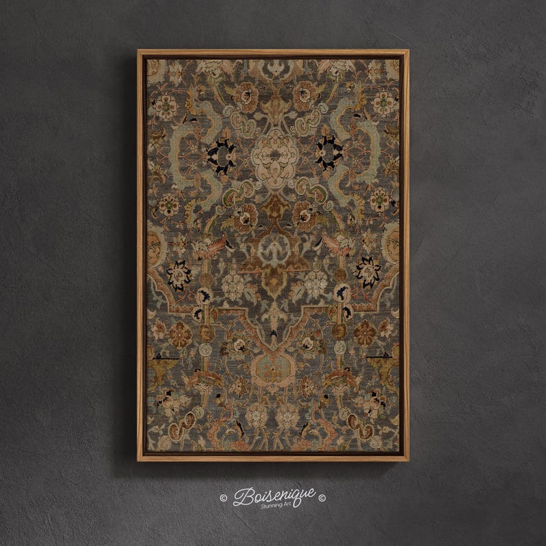 Retro Tapestry | Vintage Rug Print on Framed Canvas With Hanging Kit - Etsy