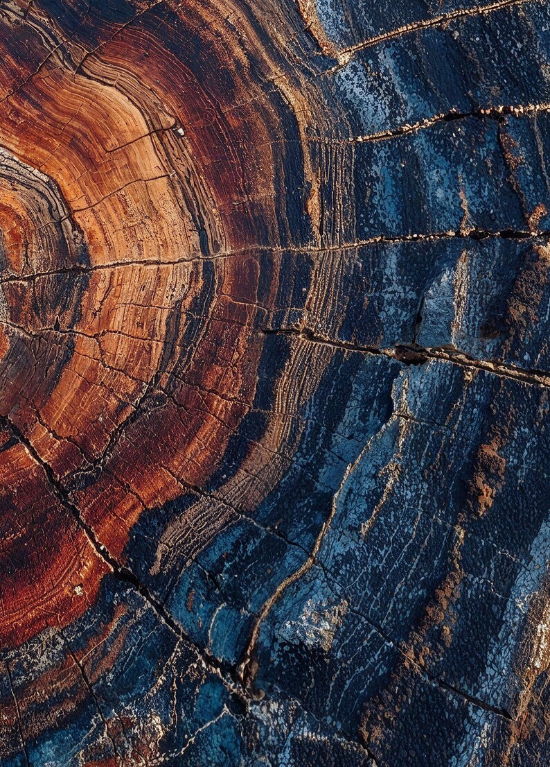 Vintage Tree Ring Framed Wall Art, Colorful Abstract Tree Ring Canvas ...