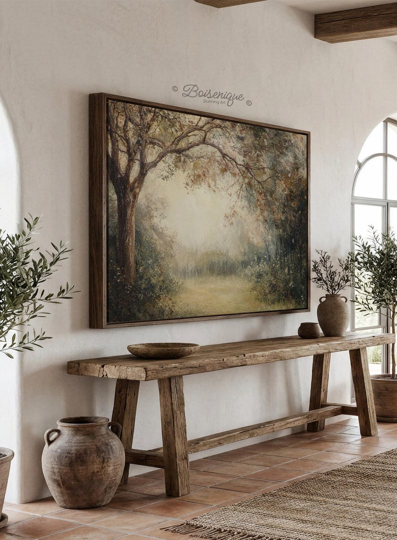 Rustic Tree Print | Vintage Woodland Landscape for Cozy Wall Decor - Etsy