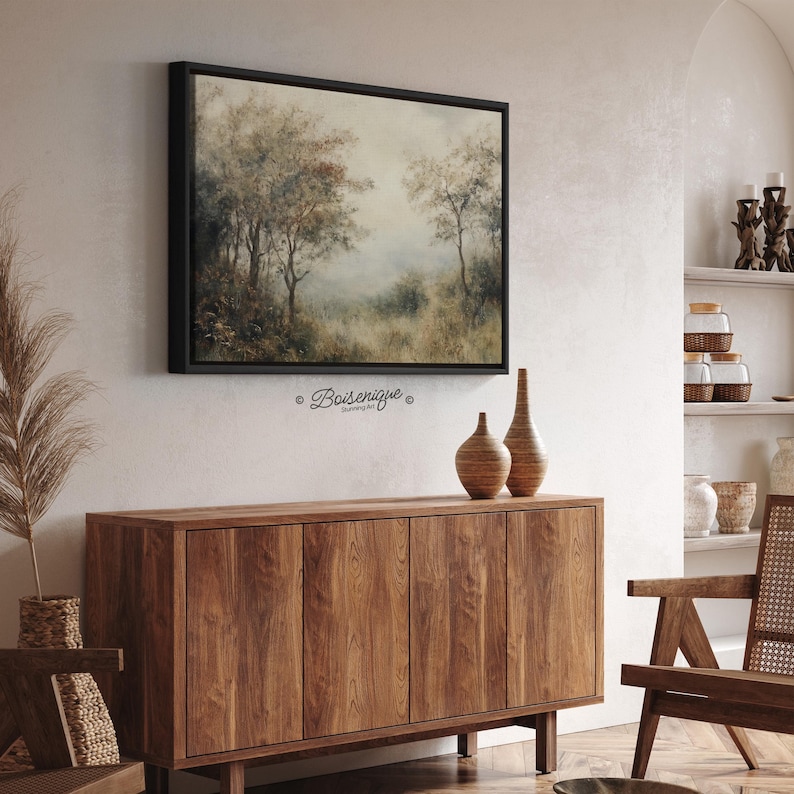 Vintage Wild Field Landscape Wall Art Print | Framed Canvas With ...