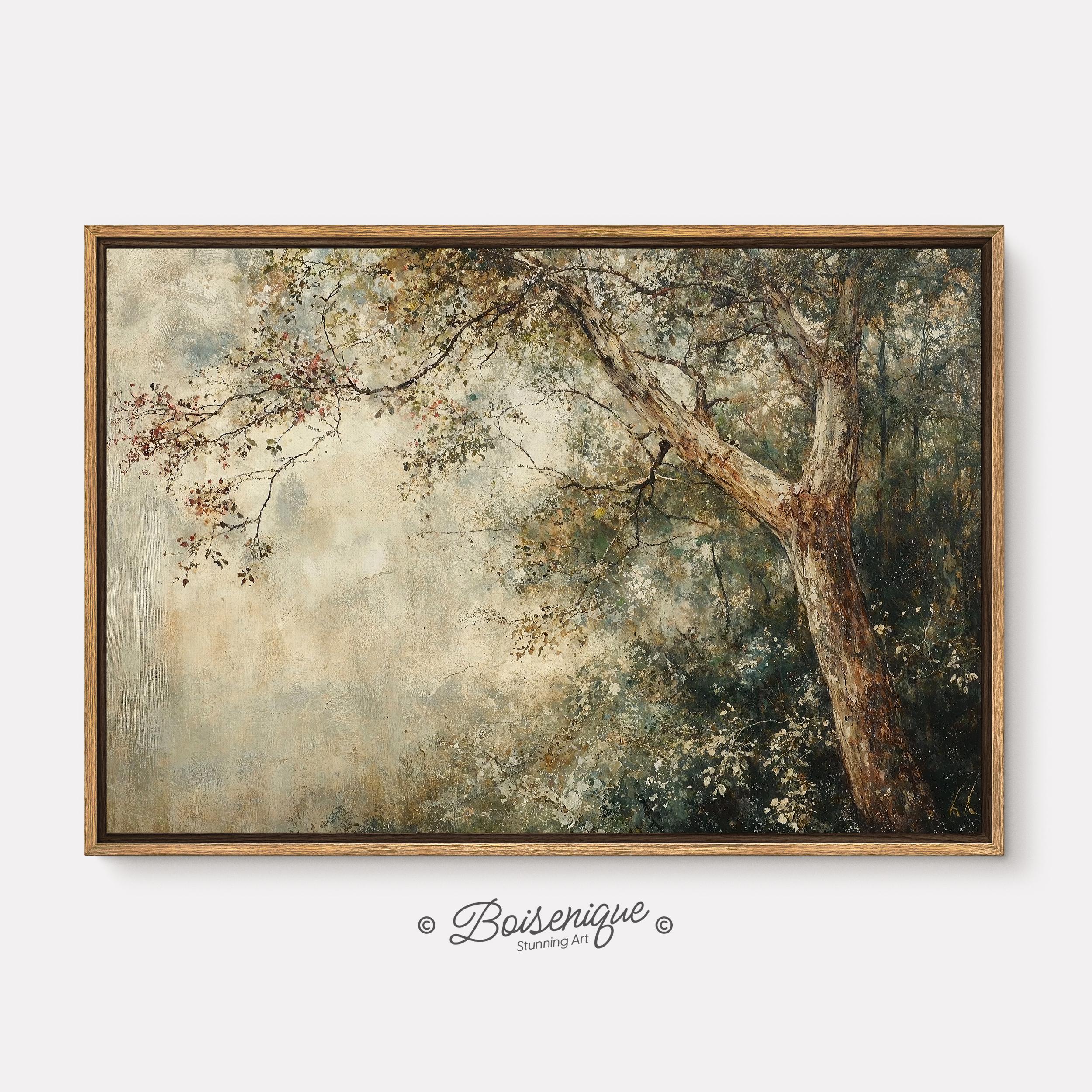 Rustic Tree Print | Vintage Woodland Landscape for Cozy Wall Decor - Etsy