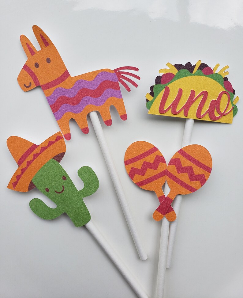 Fiesta and Cactus Themed Cupcake Toppers Set of 12 taco - Etsy