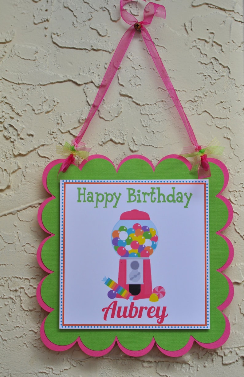 Candy land candy themed birthday party door sign personalized | Etsy