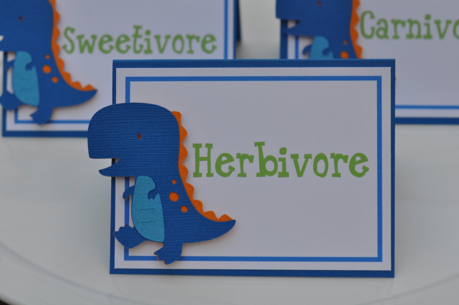 Dinosaur Themed Party Food Cards Set of 6, Personalized - Etsy