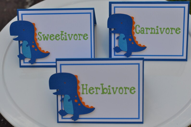 Dinosaur Themed Party Food Cards Set of 6, Personalized - Etsy