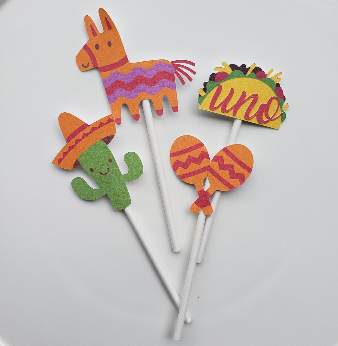 Fiesta and Cactus Themed Cupcake Toppers Set of 12 taco - Etsy