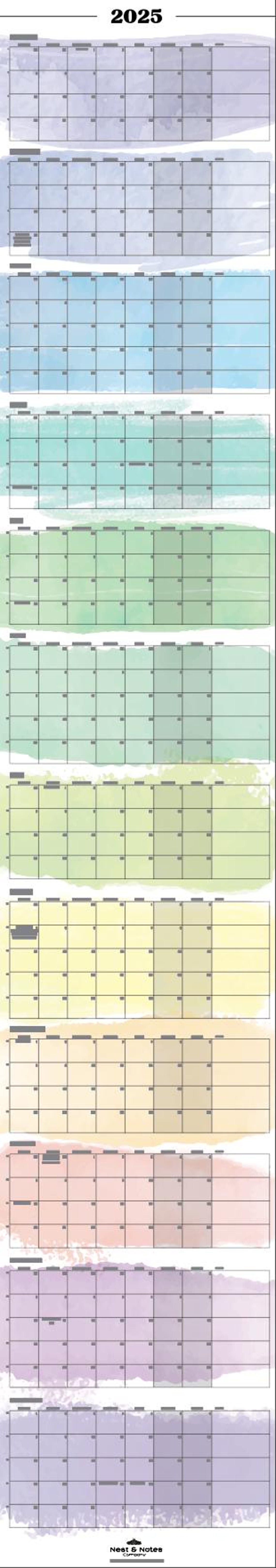 2025 Vertical Yearly Calendar (digital File for Various Notes Apps) - Etsy