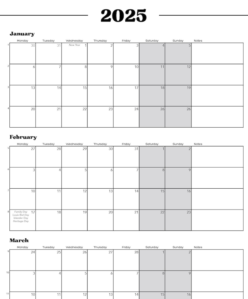 2025 Vertical Yearly Calendar (digital File for Various Notes Apps) - Etsy