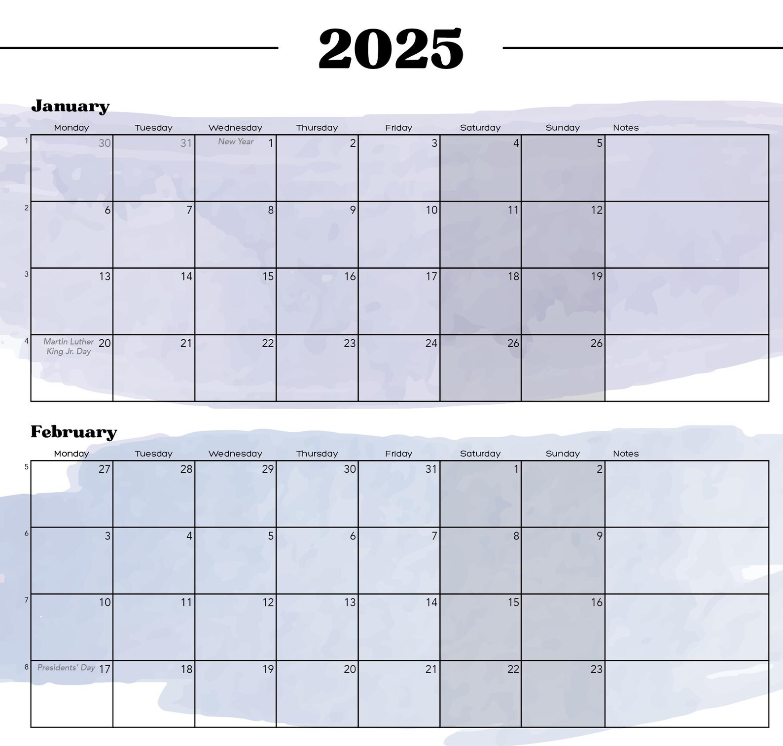 2025 Vertical Yearly Calendar (digital File for Various Notes Apps) - Etsy