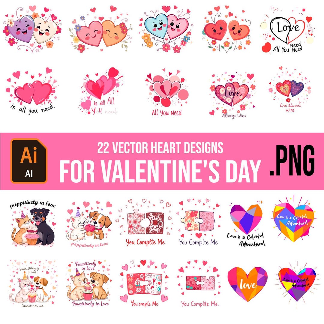 22 High-resolution Vector Heart Designs for Valentine's Day, .ai and ...