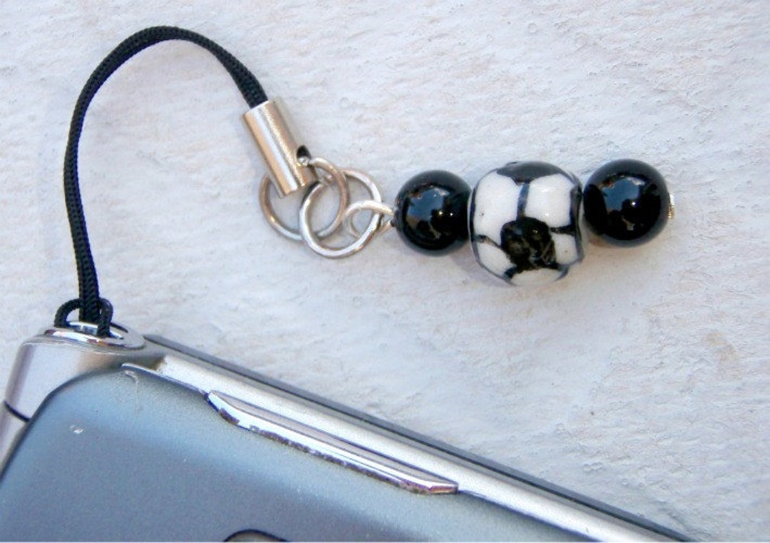 Soccer Ball Glass Bead on a Cell Phone Strap - Etsy