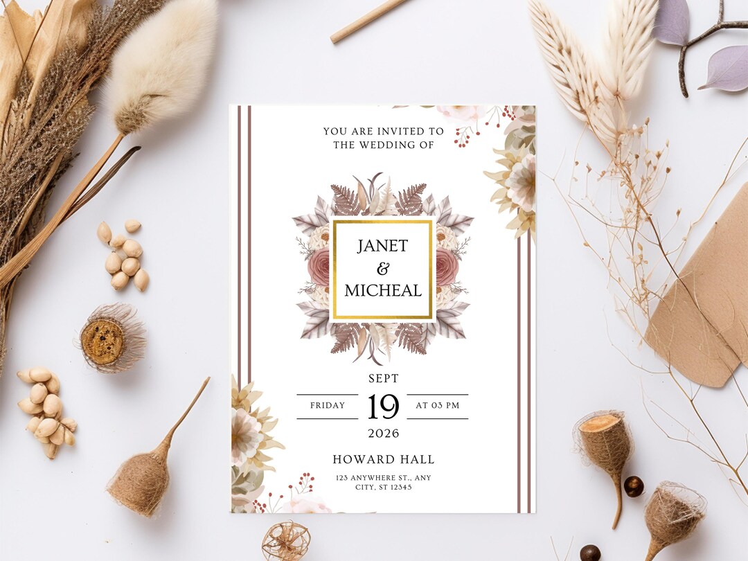 Editable Wedding Invitation Template Printable Modern Wedding Invite ...