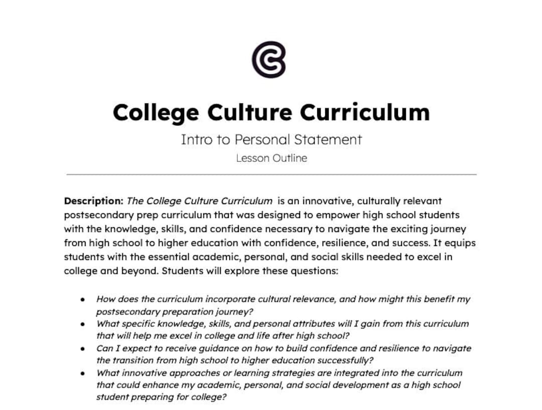 College Prep Curriculum: Personal Statement Lessons - Etsy