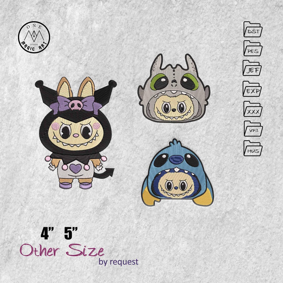 Cute Adoreable Labubu Head Machine Embroidery Machine Pattern Digital ...