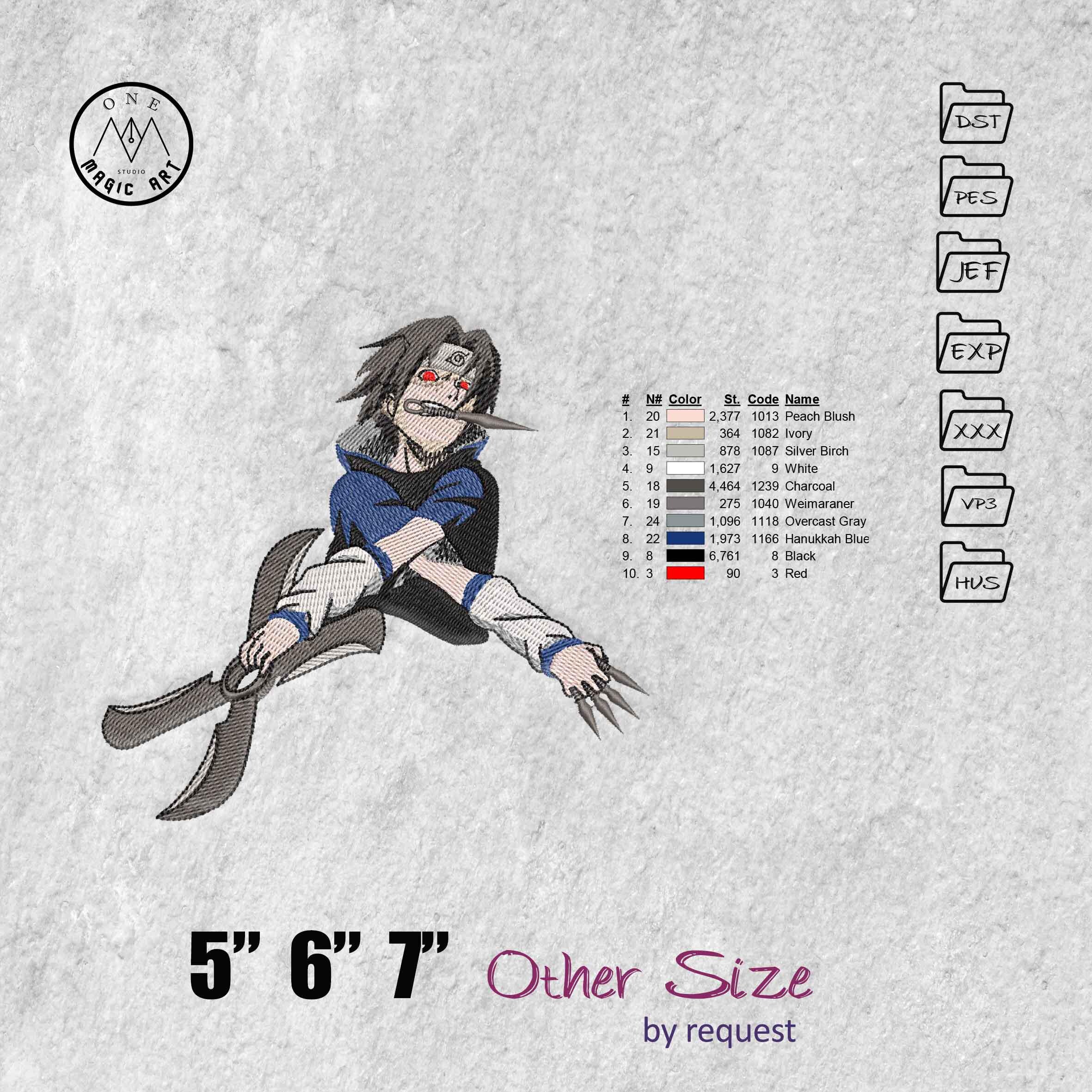 Anime Cartoon Sasuke Embroidery Machine Pattern Digital Design Instant ...