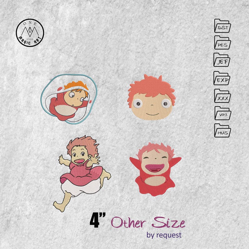 Anime Cartoon Chibi Ponyo Design Machine Embroidery Pattern Digital ...