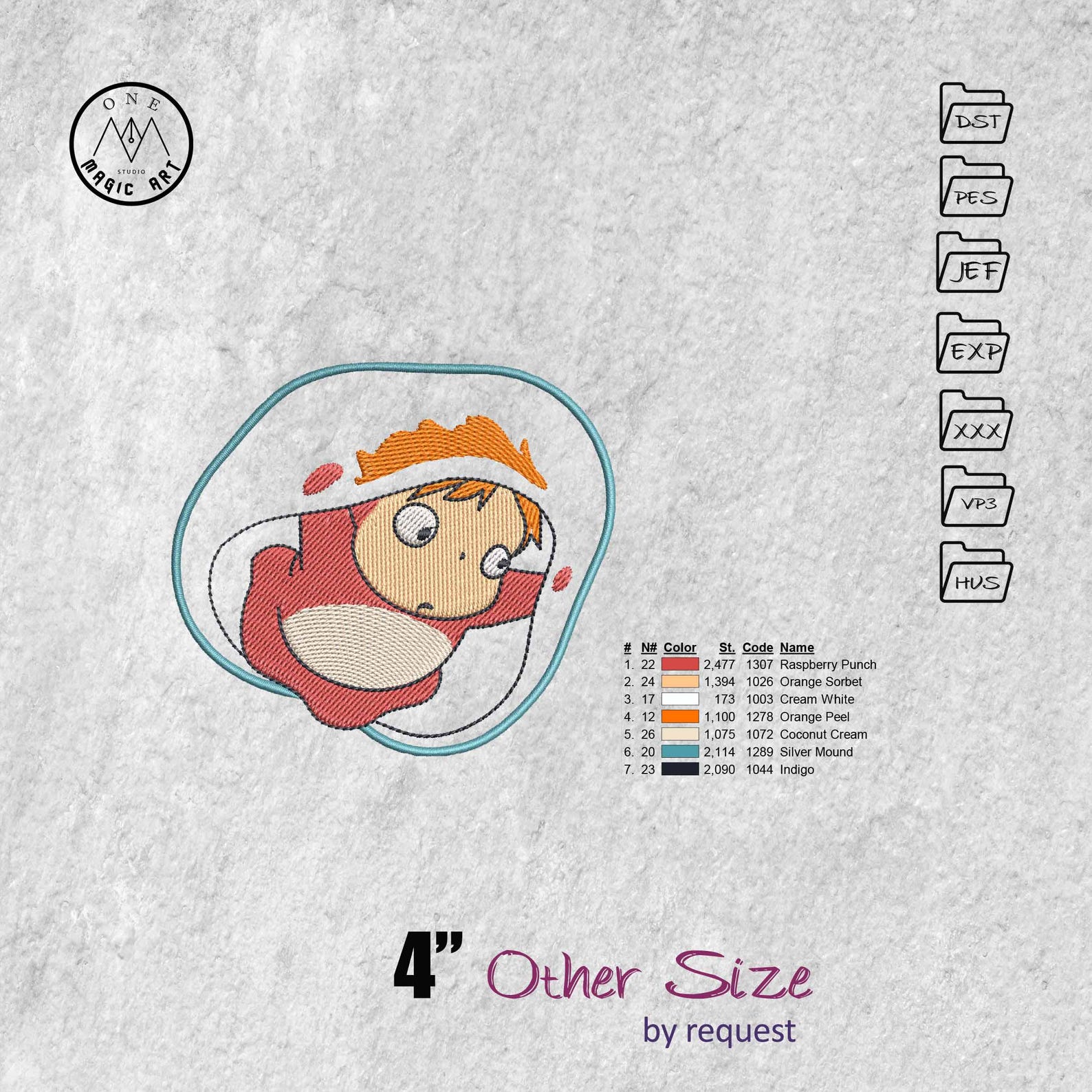 Anime Cartoon Chibi Ponyo Design Machine Embroidery Pattern Digital ...