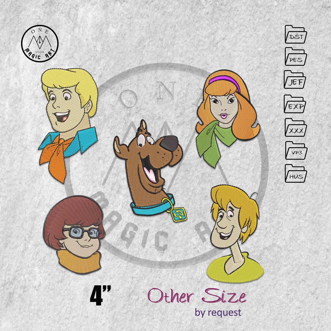 5 Individual Patterns Classic Scooby Doo Cartoon Characters Machine ...