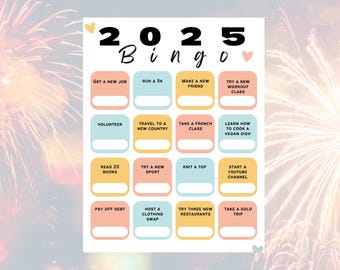 Carte de bingo 2025, Carte de bingo, Tableau Vision 2025, Manifestation ...