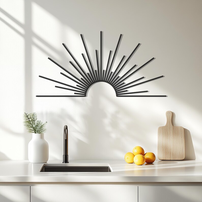 Radiant Sunburst Metal Wall Art, Modern Metal Wall Decor, Boho Home ...