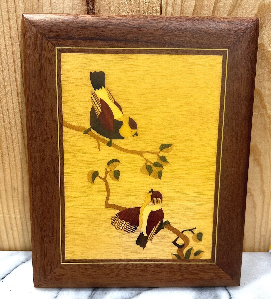Beautiful Birds in Tree Marquetry Wood Inlay Wall Hanging Picture - Etsy
