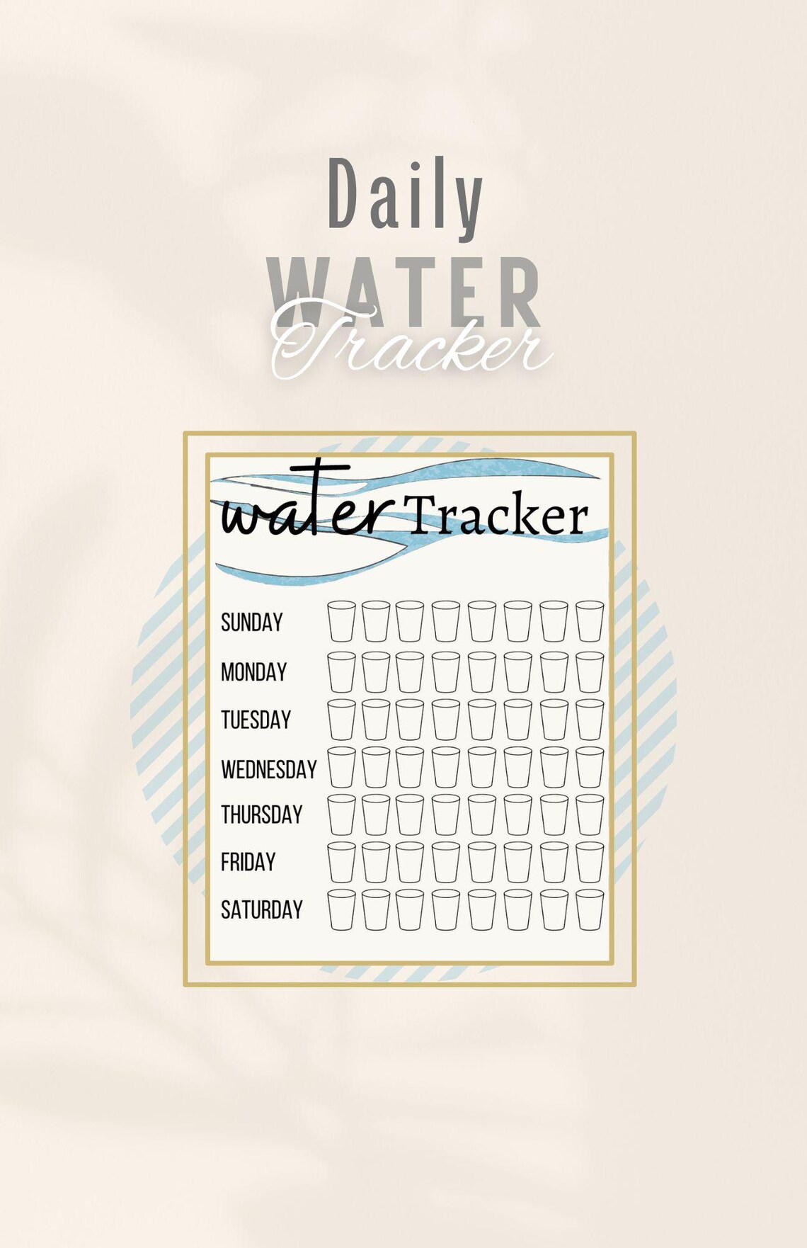Daily Water Intake Tracker - Etsy