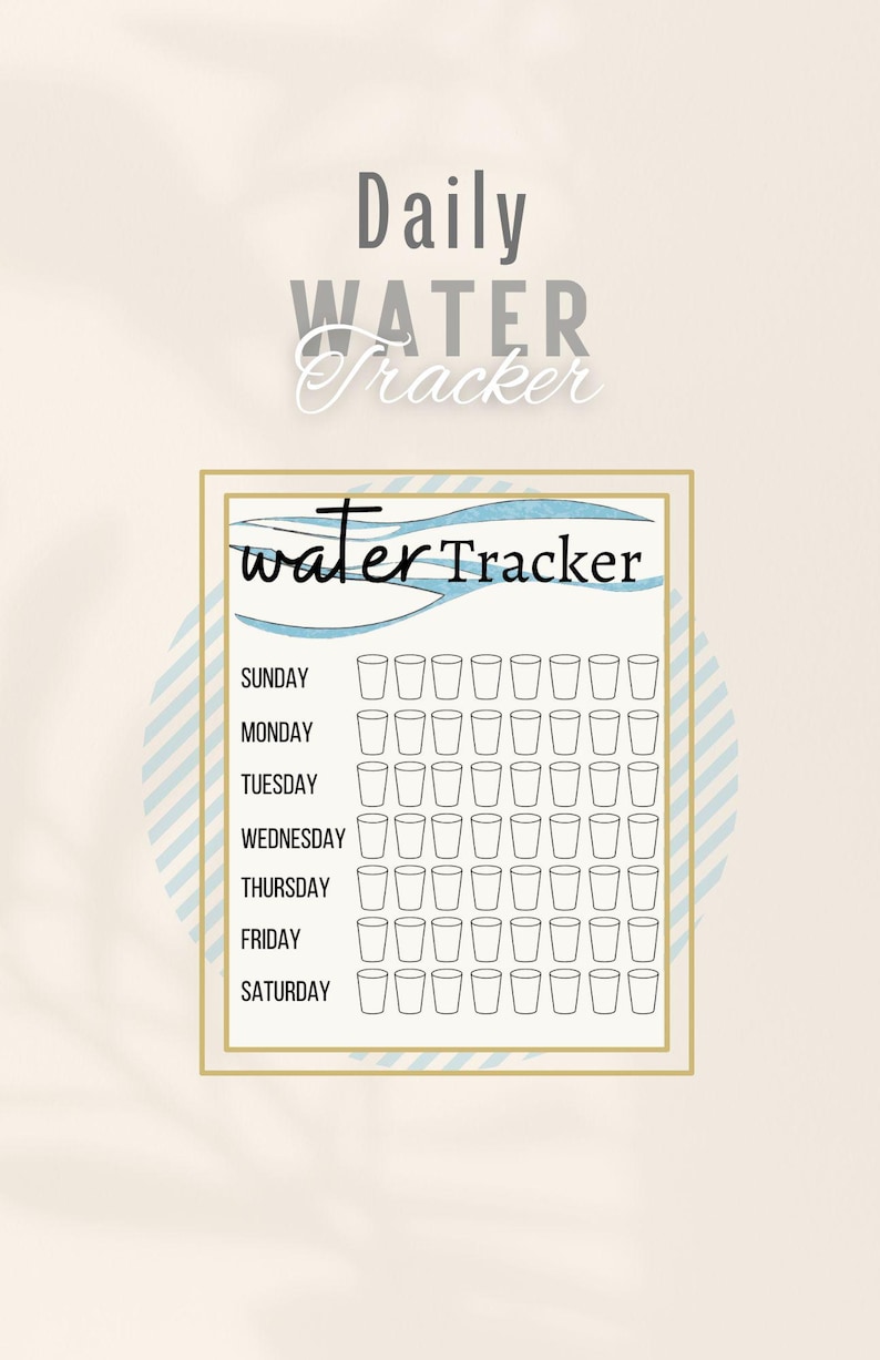 Daily Water Intake Tracker - Etsy