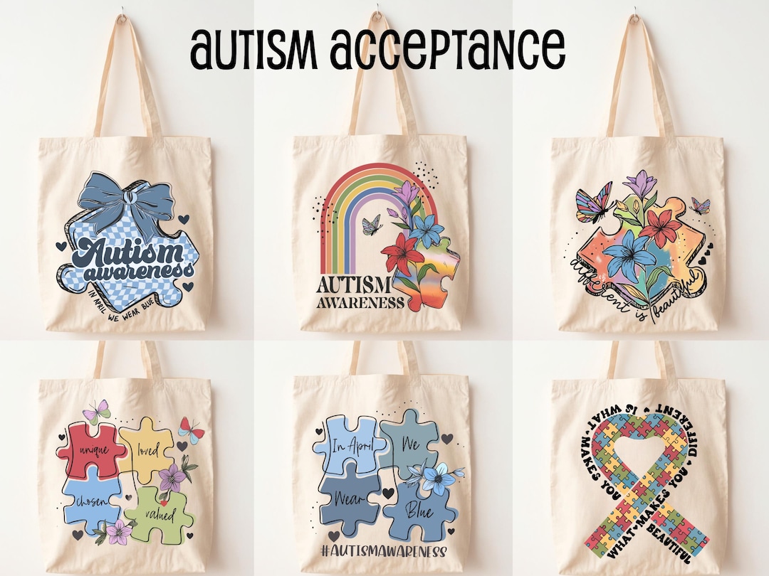 Personalized Autism Awareness Canvas Tote Bag: Sublimation Print - Etsy