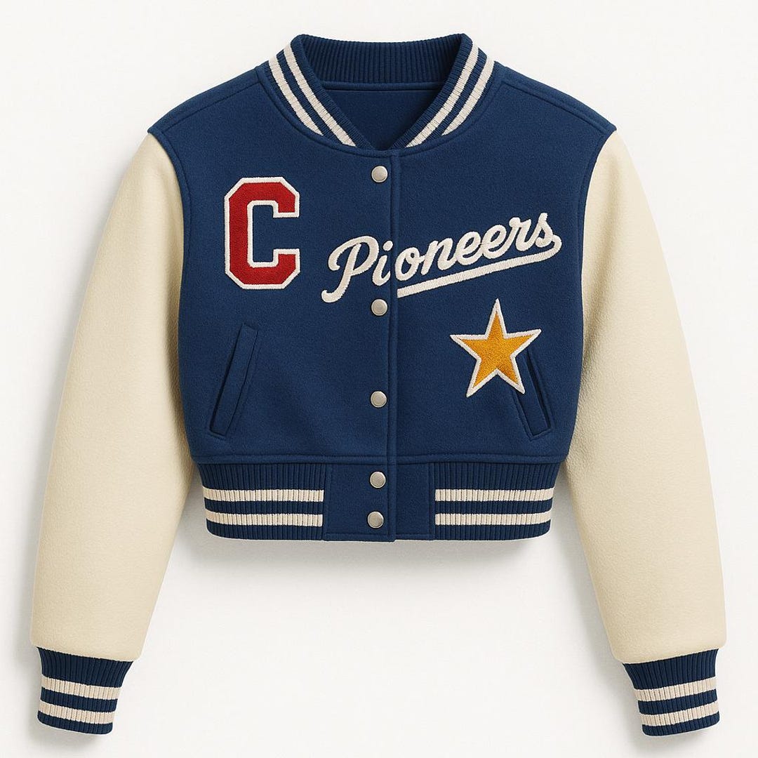 Custom Cropped Varsity Jacket – Personalized Chenille Embroidery, Women ...
