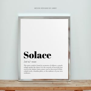 Solace Definition Poster - Minimalist Wall Art for Dorm Rooms ...