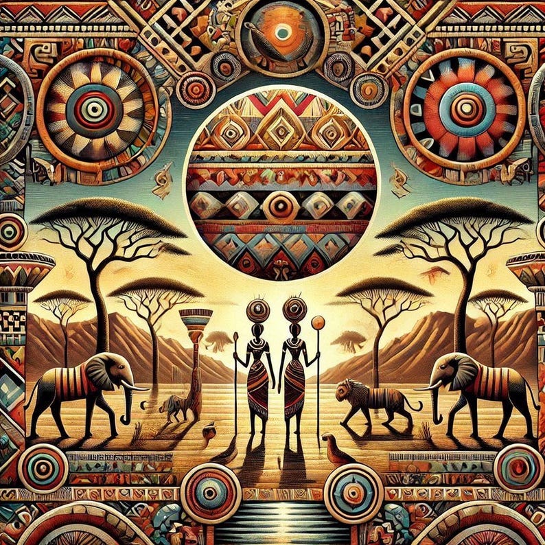 This Artwork Embodies a Fusion of Traditional African Cultural ...
