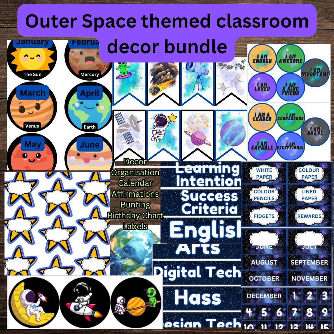 Space Themed Classroom Decor Bundle PDF Digital Download | Classroom ...