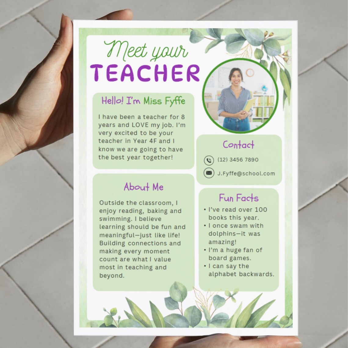 Meet the Teacher Boho Green | Classroom Label | Back to School Flyer ...
