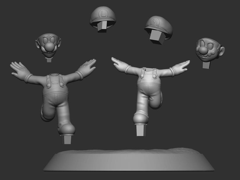 Super Mario and Luigi 3D STL Files Printable Models for Fans ...
