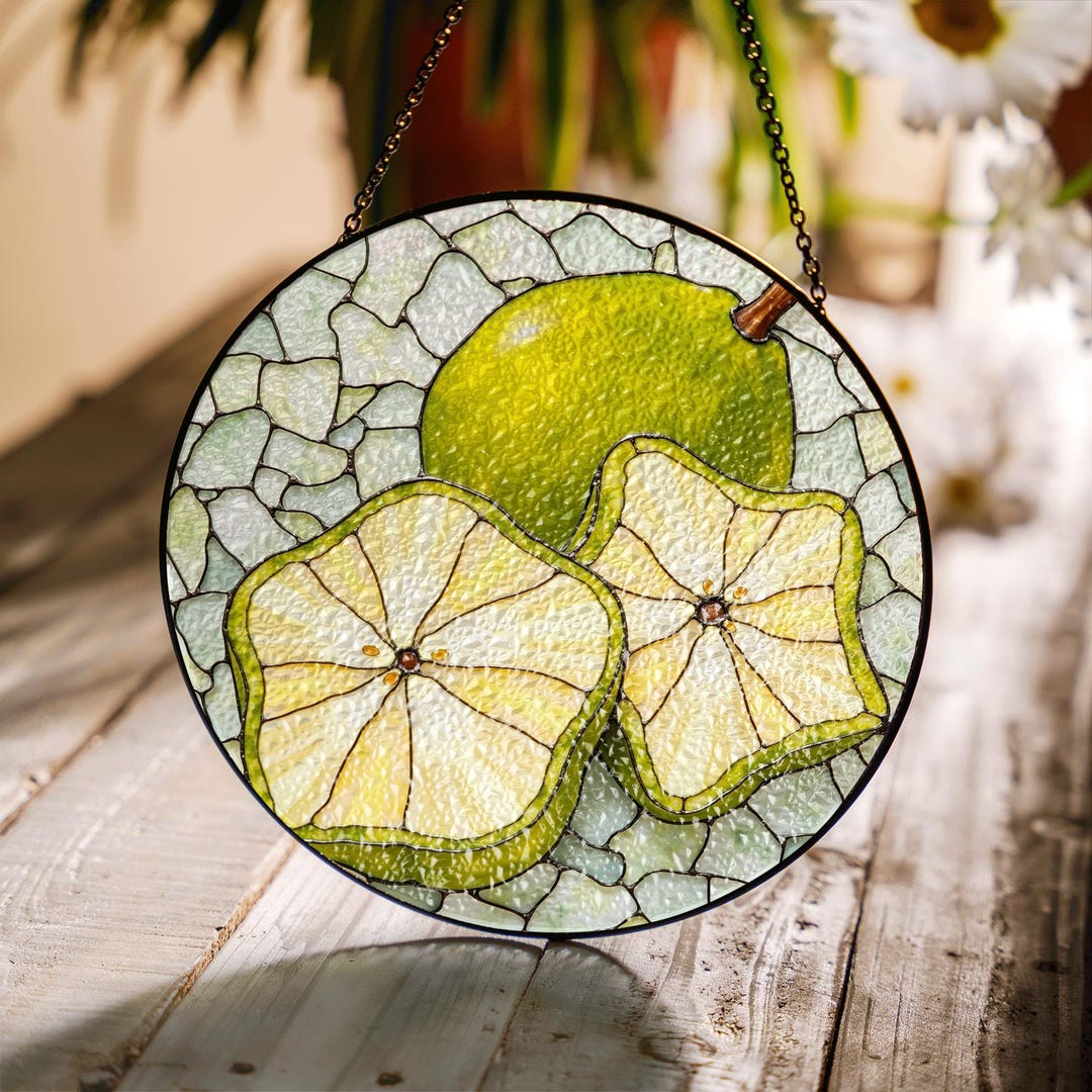 Lime Lemon Stained Glass Suncatcher Window Hanging Gift for Mom - Etsy