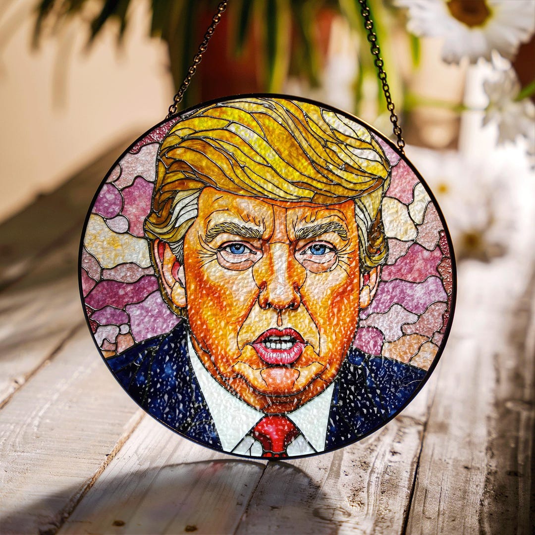 Donald Trump Stained Glass Suncatcher Unique Gift Political Art Piece ...