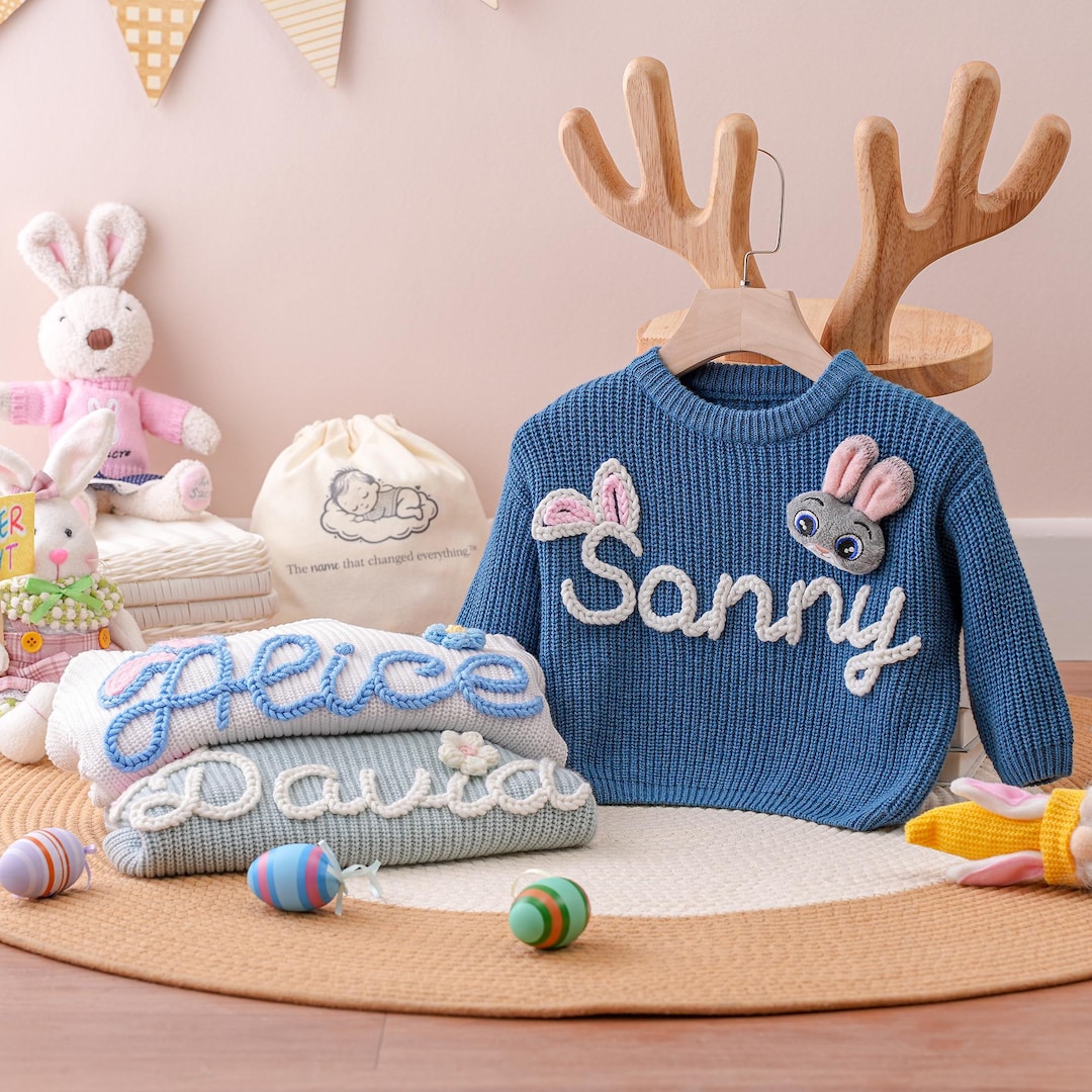 Personalized Baby Sweater: Custom Baby Name Sweater - Hand Embroidered ...