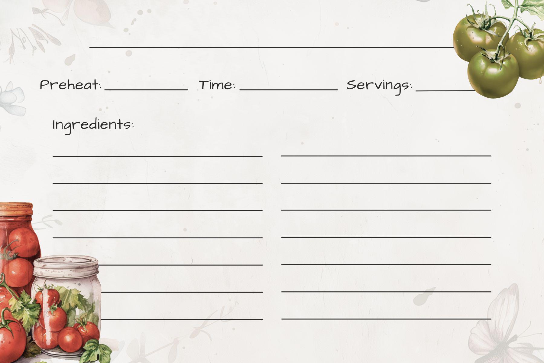 Recipe Card Set of 4 | Tomato Paste Downloadable Print at Home | Salsa ...