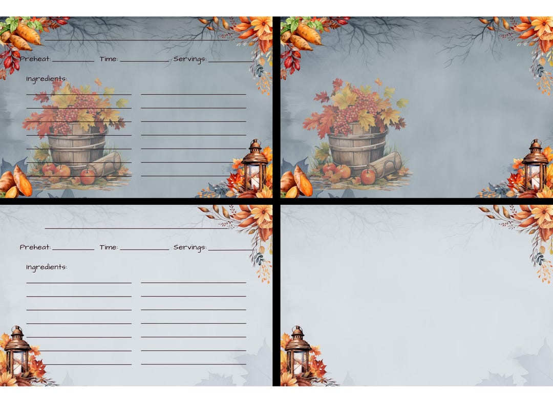 Recipe Card Set of 4 | Easy as Pie Downloadable Print at Home | Sweet ...