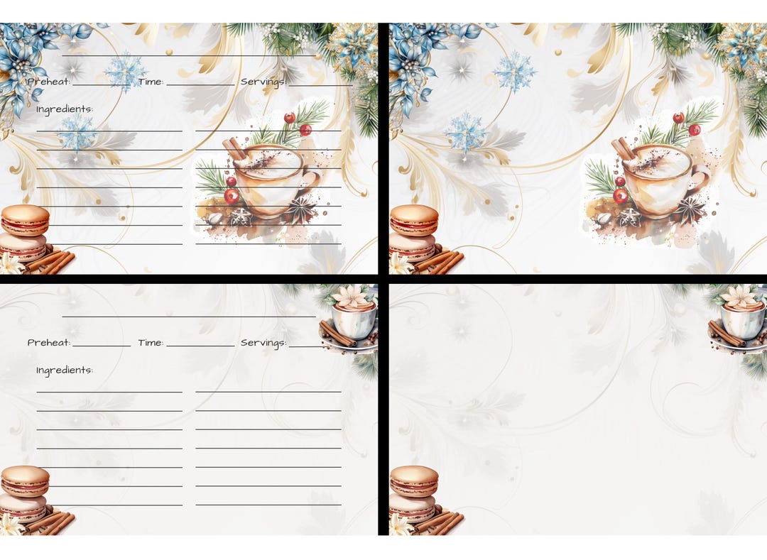Recipe Card Set of 4 | Sugar Coat It Downloadable Print at Home ...